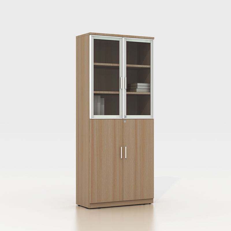 Wooden Bookshelf Office Filing Cabinet with Glass door - XINDA CLOVER